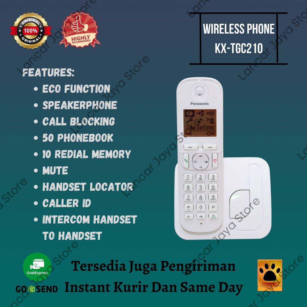 Jual Panasonic KX-TGC210 / Telepon Rumah Wireless Panasonic KX-TGC210 Cordless Phone White ...