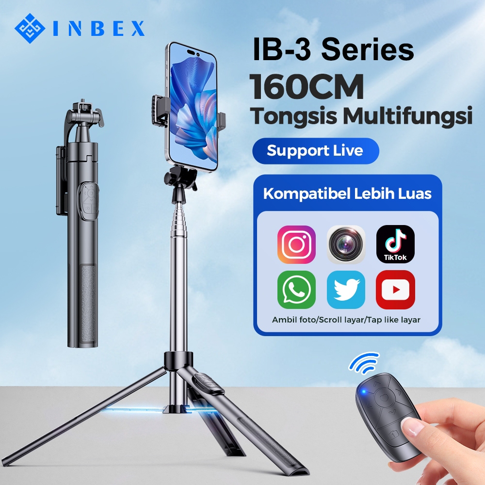 Jual INBEX IB-3/ S03 Tripod Selfie Stick Hp Kamera Bluetooth 4in1 ...