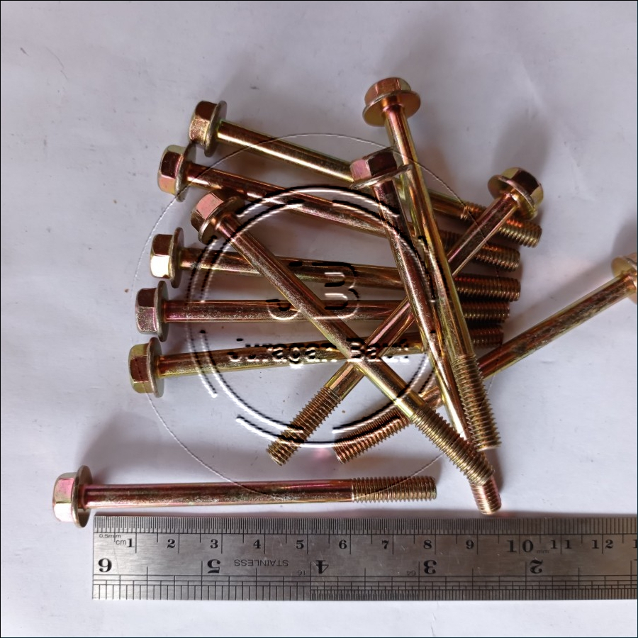 Jual FLANGE BOLT M6 X 80 BAUT TOPI M6X80 WARNA KUNING KUNCI 10 PANJANG 8CM 8 CM 80MM DIAMETER ...