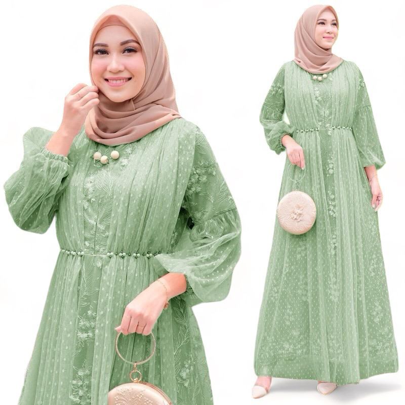 Jual MAXI JAHWARA GAMIS TILE DOT MUSLIM KONDANGAN PESTA FULL BRUKAT | Shopee Indonesia