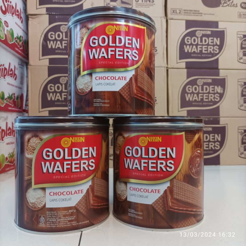 Jual Nissin Wafer Golden kaleng Biskuit coklat kue Lebaran enak ...