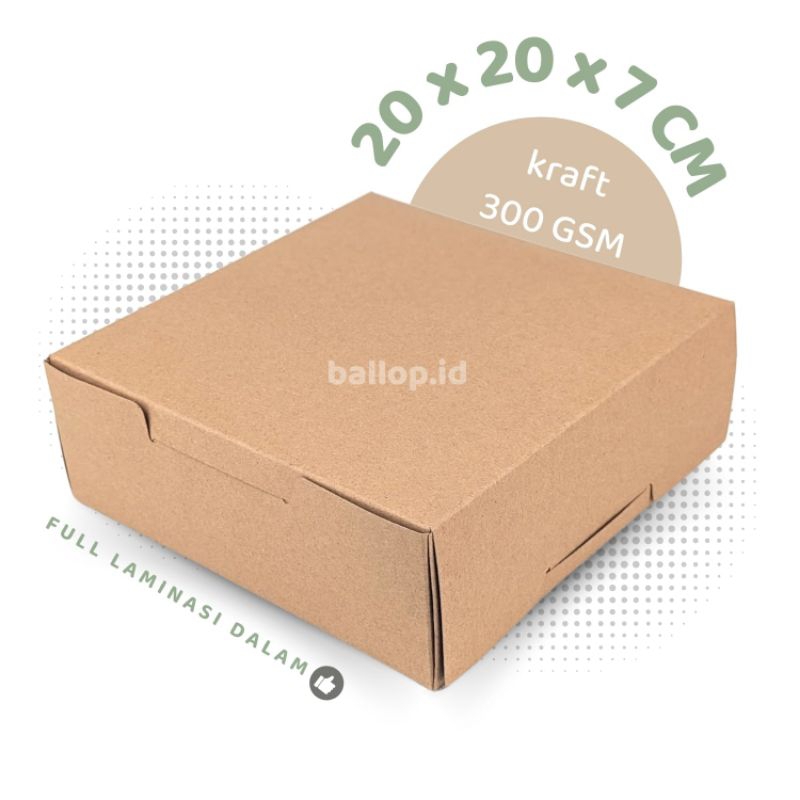 Jual KRAFT 20 20 7 CM Laminasi Kotak Box Kemasan Packing Dus Nasi Jajan ...