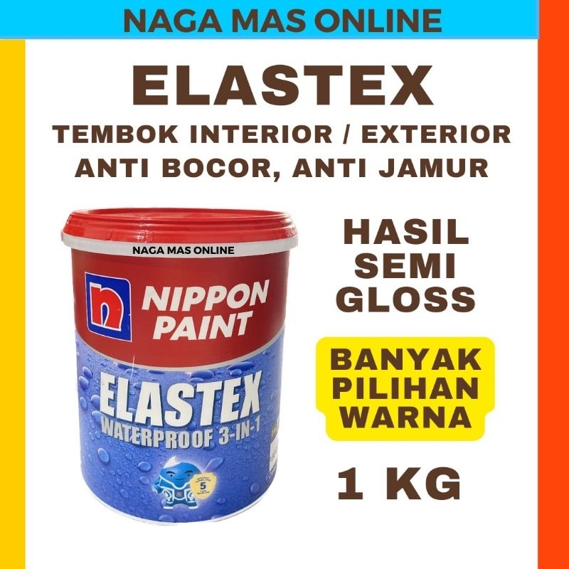 Jual CAT TEMBOK 1 KG ELASTEX WATERPROOF NIPPON PAINT / CAT ANTI BOCOR ANTI JAMUR KEDAP AIR / CAT ...