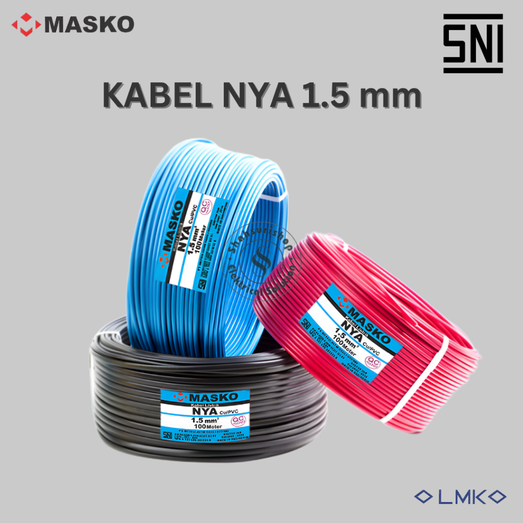 Jual MASKO KABEL NYA CU/PVC 1.5MM 50METER/ROLL SNI LMK | Shopee Indonesia