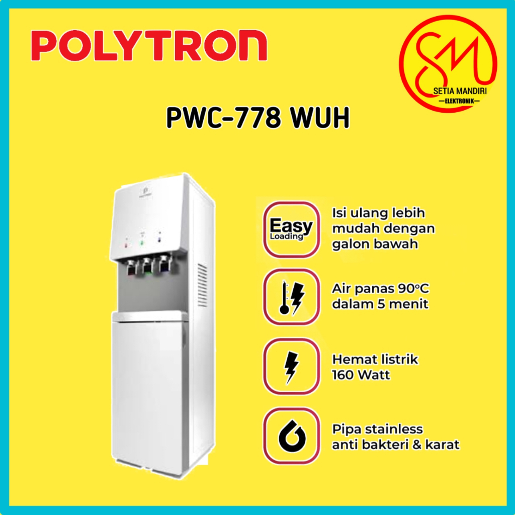 Jual POLYTRON Water Dispenser Bottom Loading PWC 778 WUV PWC778 XUV HOT ...