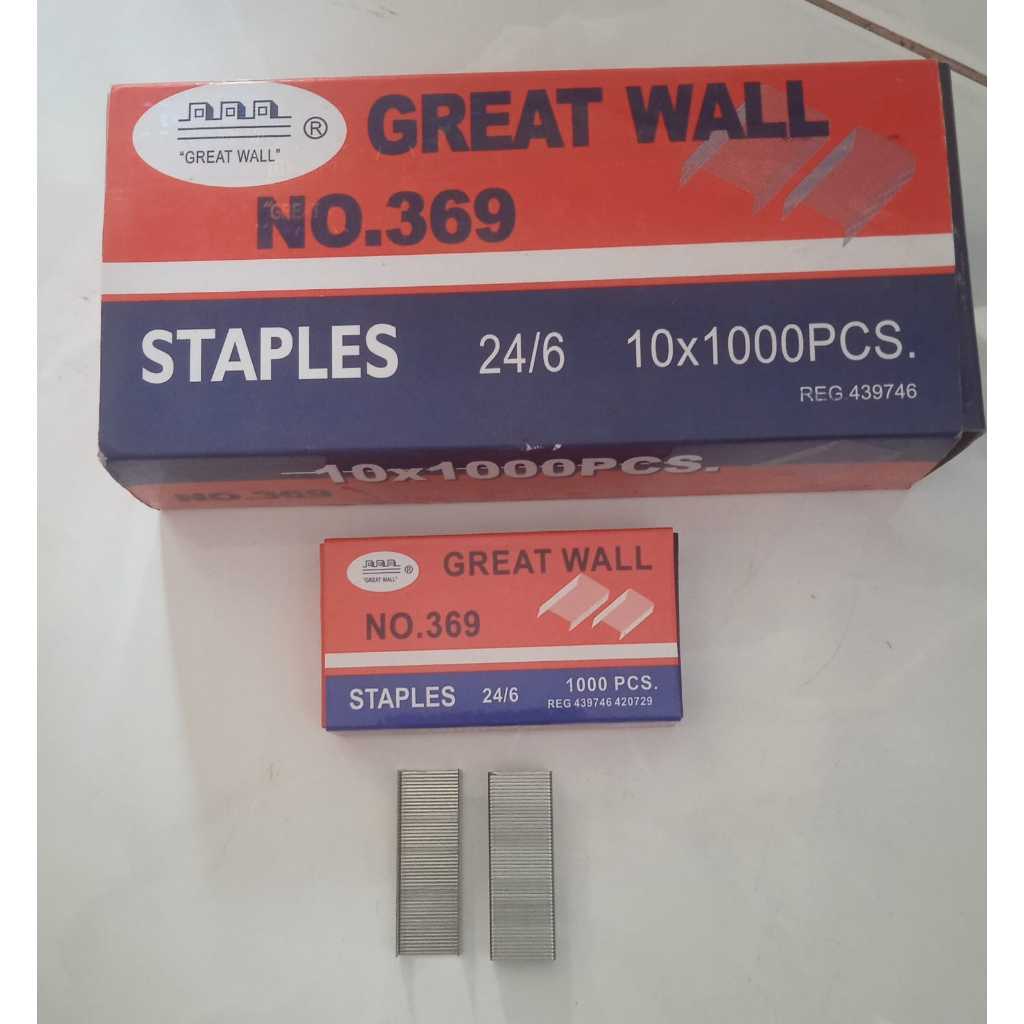 Jual Isi staples Great wall no. 369 24/6 pack.ori (isi 10 dus kecil ...