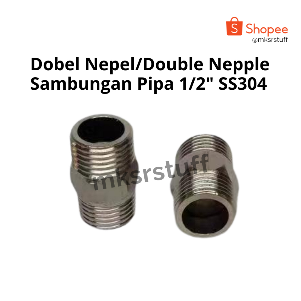 Jual 1/2" - SS304 Dobel Nepel / Double Nepple / Sambungan Pipa Stainless Steel 304 | Shopee ...