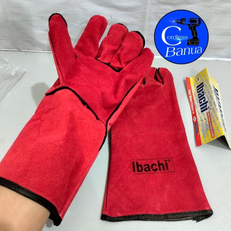 Jual SARUNG TANGAN LAS "IBACHI" 14" INCH MERAH || 1 PASANG SARUNG ...