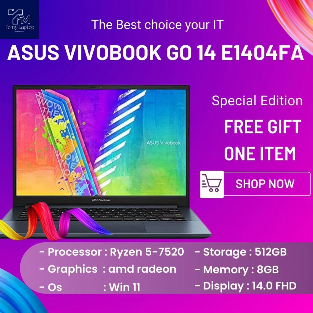 Jual ASUS VIVOBOOK GO 14 E1404FA AMD RYZEN 5 7520U RAM 8/16GB SSD 512GB ...