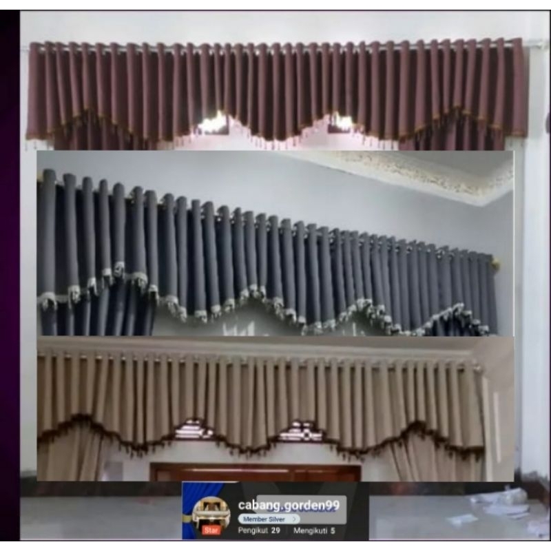 Jual poni gorden atas pintu panjang 3 meter Tinggi 60 cm gorden mewah ...