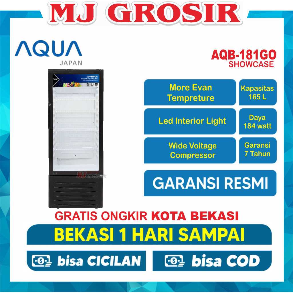Jual SHOWCASE AQUA JAPAN AQB 181 GO 3 RAK DISPLAY COOLER KULKAS LOW ...