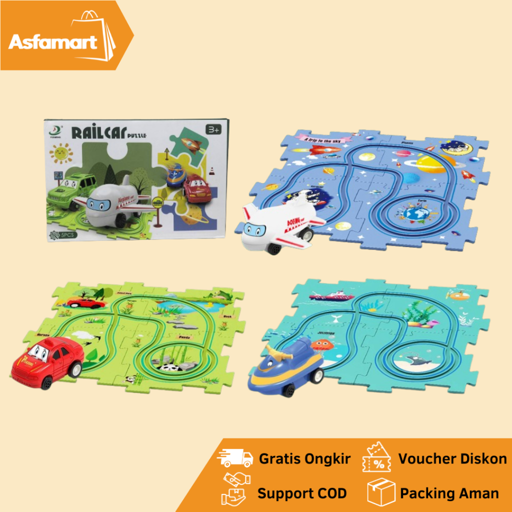 Jual DIY Mainan Anak Puzzle Track Mainan Mobil Elektrik Trek ...