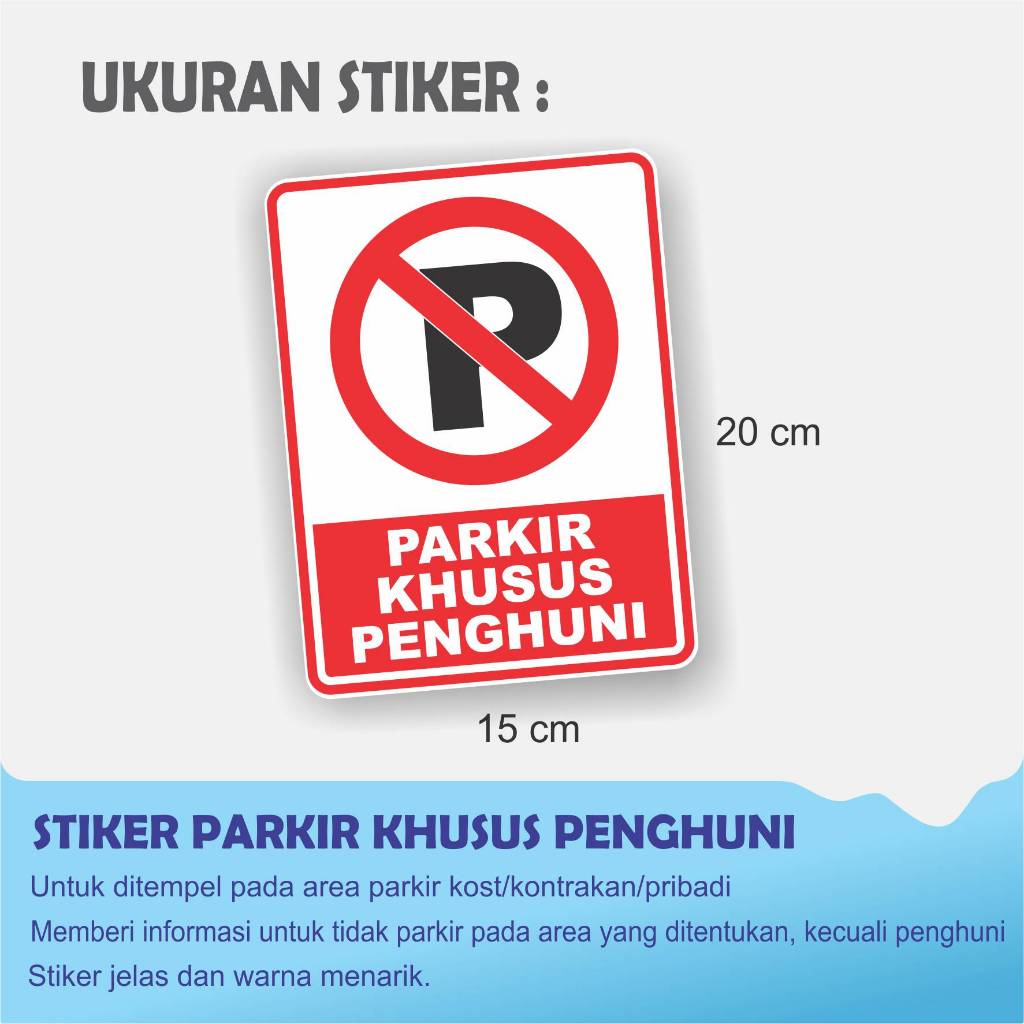 Jual STIKER PARKIR KHUSUS PENGHUNI 15 X 20 CM | Shopee Indonesia