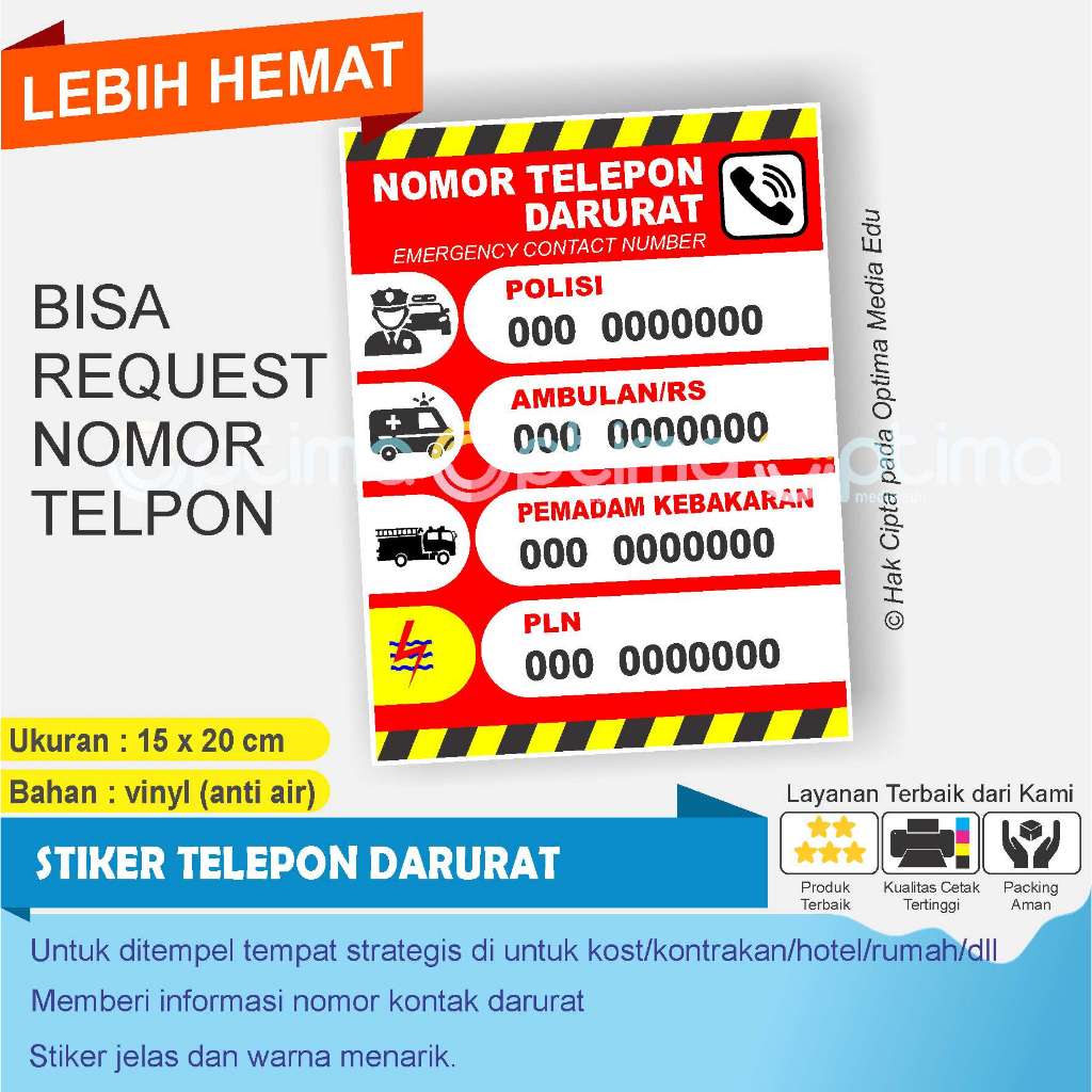 Jual STIKER bertuliskan NOMOR DARURAT BISA REQUES | Shopee Indonesia