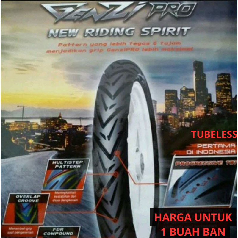 Jual Ban Luar Motor FDR 70 - 80 ring 17 TL - Genzi PRO ukuran Tublees 225 - 250 - 17 GenziPro ...
