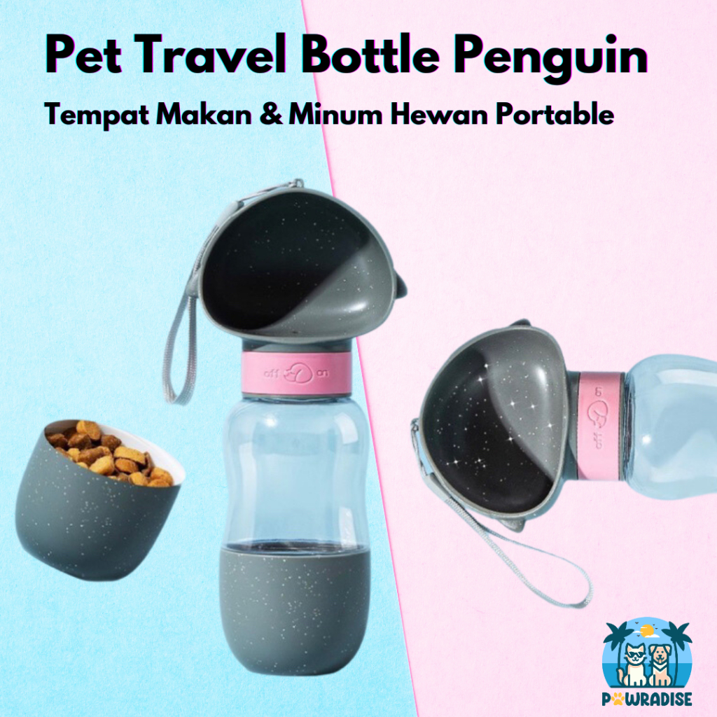 Jual Pet Travel Bottle Potable Model Penguin - Pet Feeder 2in1 Pet Travel Water Bottle Botol ...