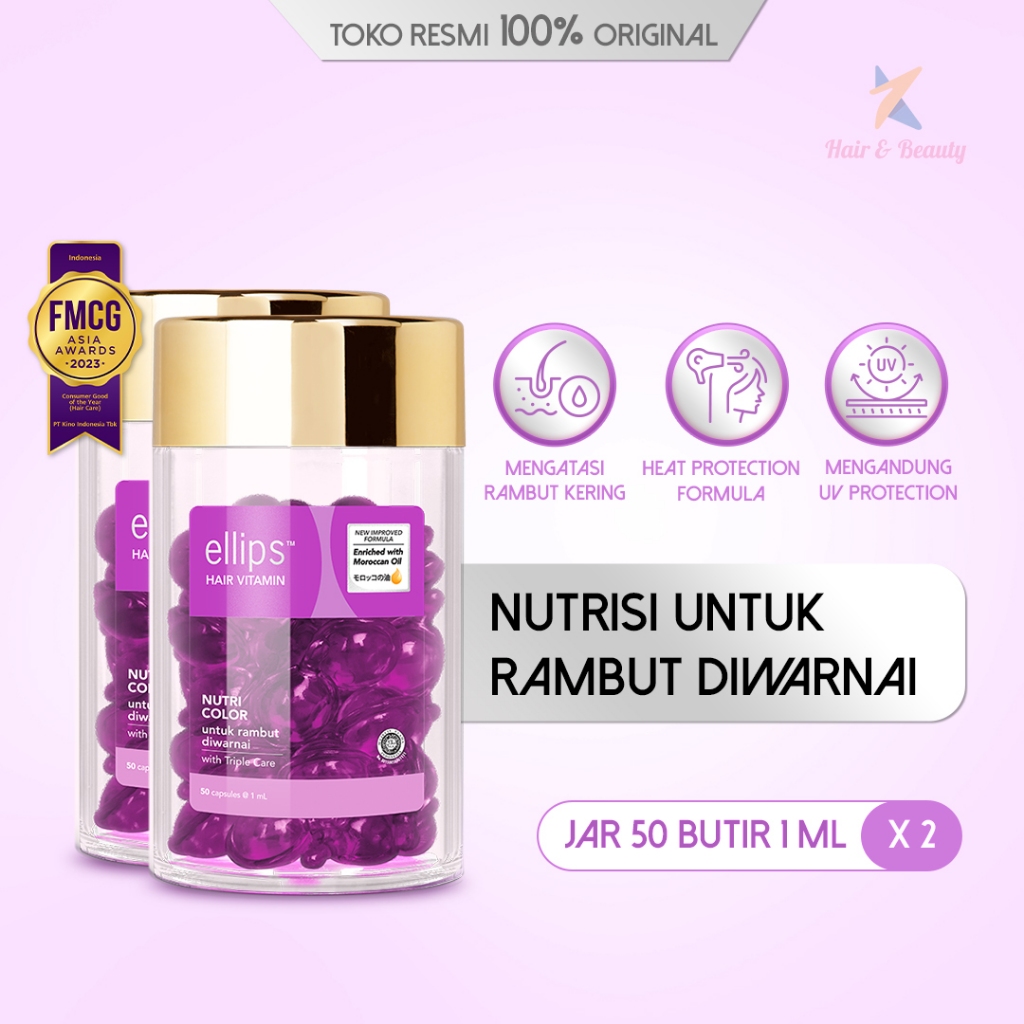 Jual Ellips Hair Vitamin Nutricolor Jar 50 Butir Twin Pack | Shopee Indonesia