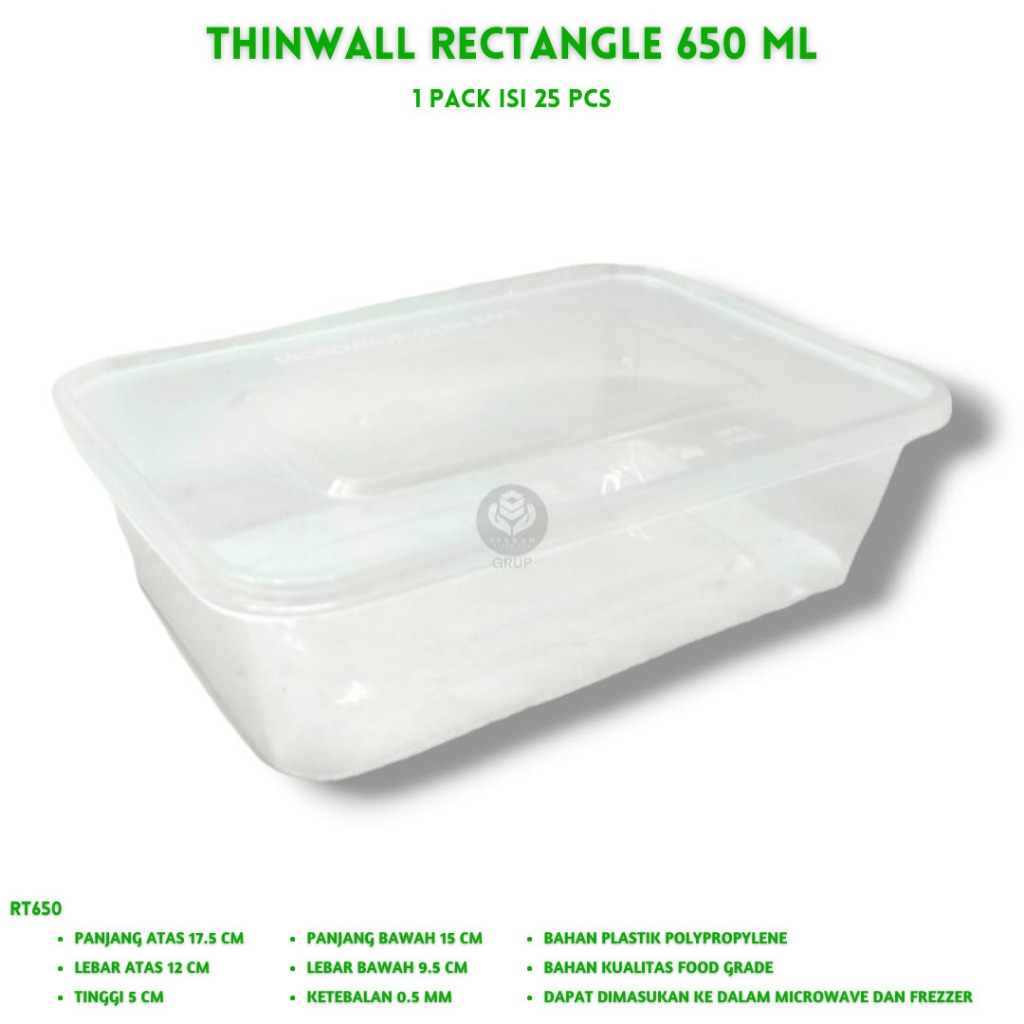 Jual Thinwall 650 Ml Food Container (Isi 25 Pcs-R.T650) | Shopee Indonesia
