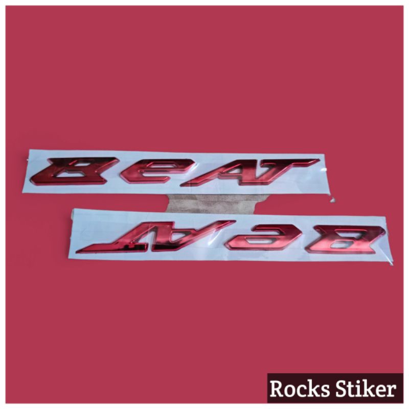 Jual Emblem BEAT MERAH sepasang kanan kiri / logo 3D timbul tulisan ...
