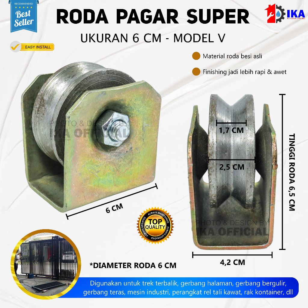 Jual Roda pagar besi cor Super 6 7 8cm roda pintu gerbang rumah Roda ...