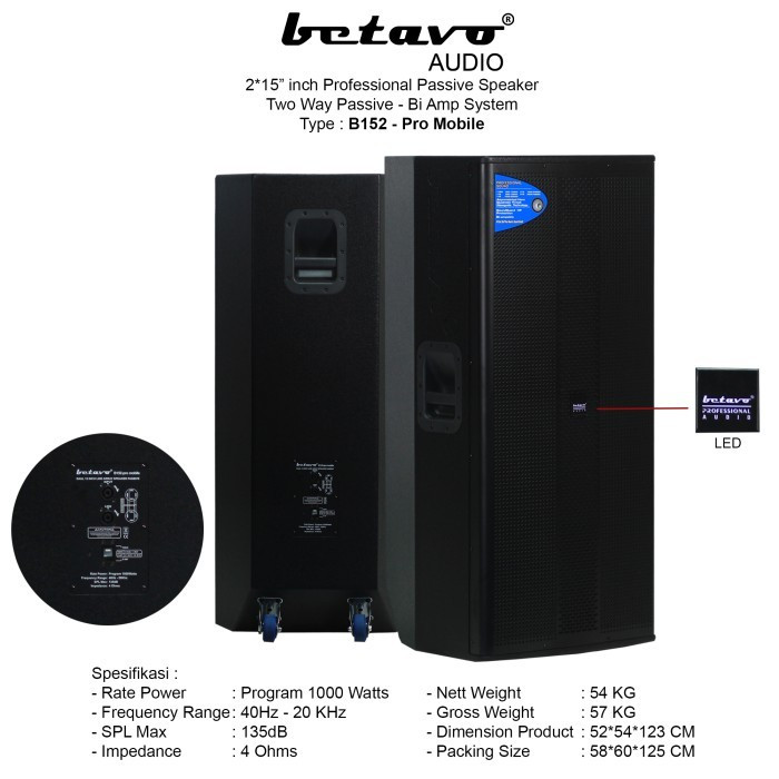 Jual Speaker Passive Betavo B152-PRO Mobile 2*15" Professional ORIGINAL ...