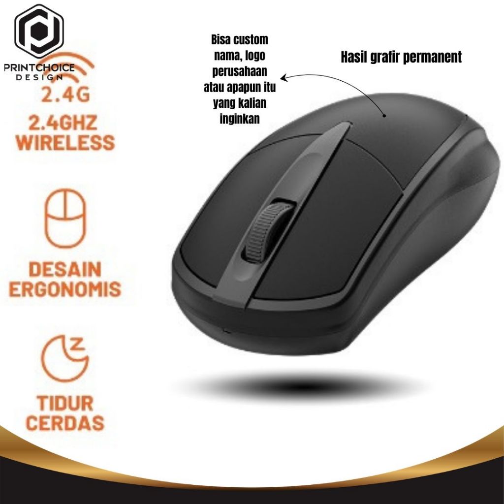 Jual Mouse Wireless Custom Grafir Nama, Logo Perusahaan dll 2.4Ghz ...