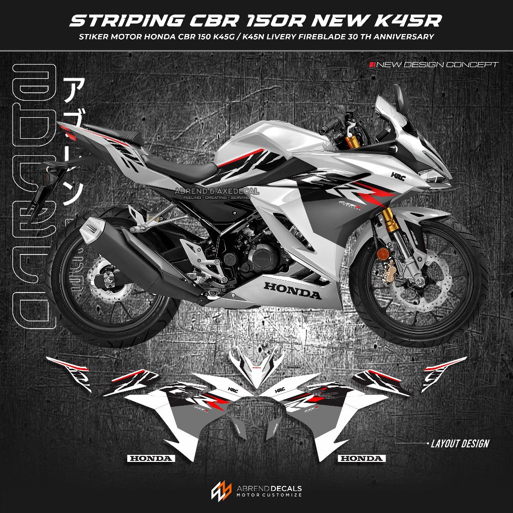 Jual STIKER MOTOR CBR 150 R NEW K45R FIREBLADE 30TH ANNIVERSARY / STRIPING CBR 150R DESIGN ...