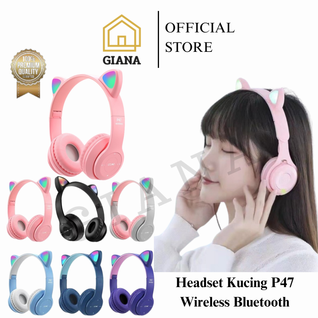 Jual GIA Headphone Kucing LED Headset Kucing Wireless Bluetooth ...