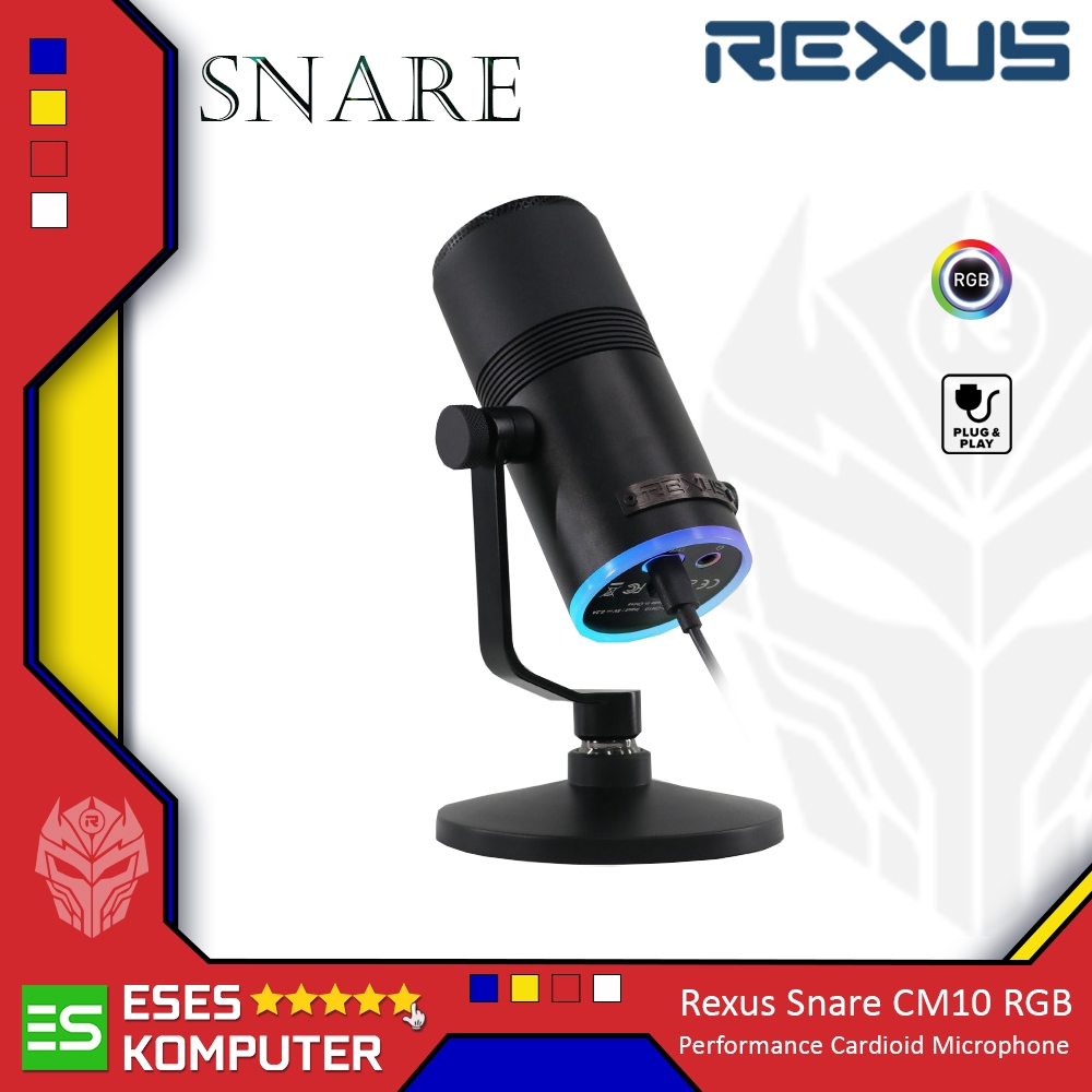 Jual Microphone Rexus Snare CM10 RGB | Premium USB Condenser Mic Gaming | Shopee Indonesia