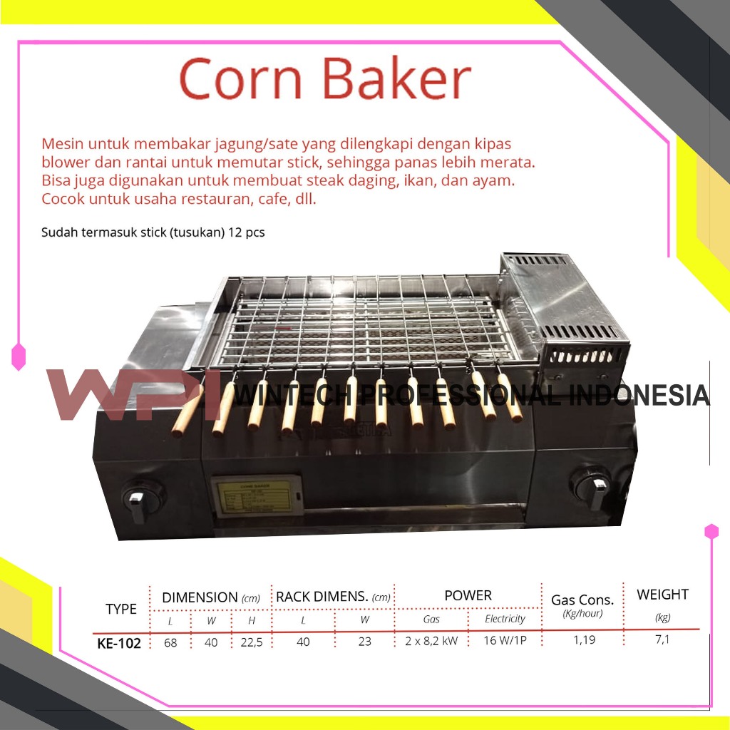 Jual Getra KE-102 Corn Baker Mesin Jagung Bakar & Sate Dengan Kipas ...