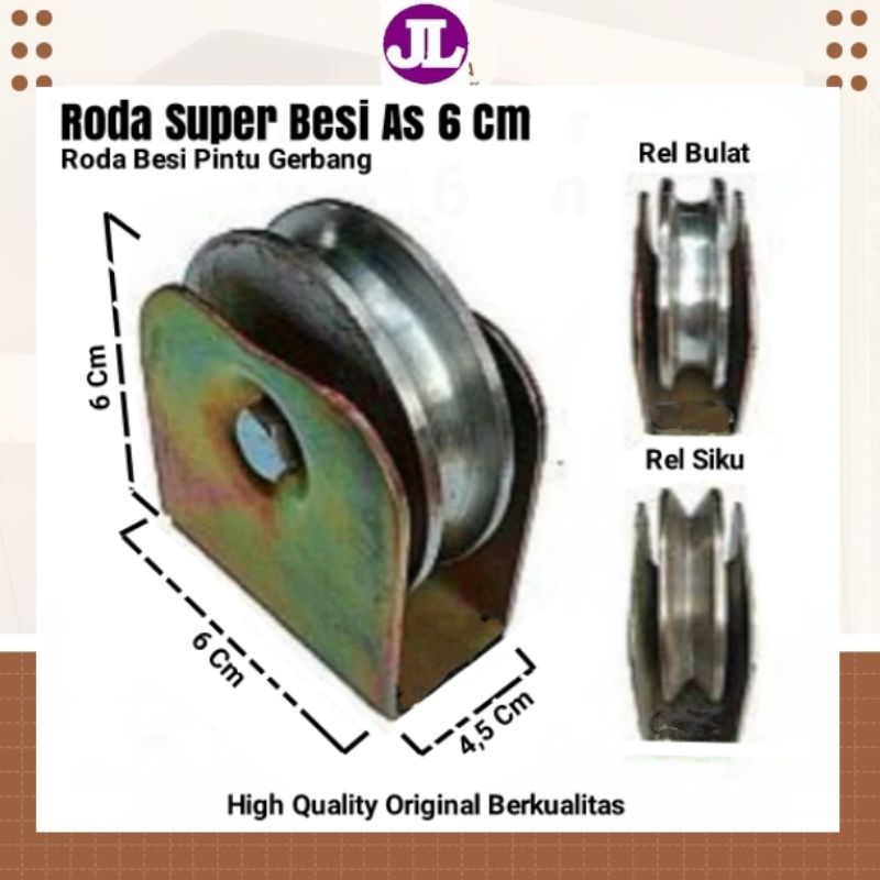 Jual Roda Pagar Besi As Super Ukuran 6 cm Pintu Pagar Besi Roda Pagar ...