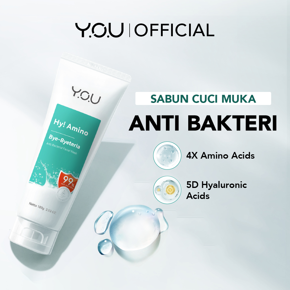 Jual YOU Hy! Amino Bye-Byeteria Anti Bacterial Facial Wash | Sabun Pembersih Wajah | Hyaluronic ...