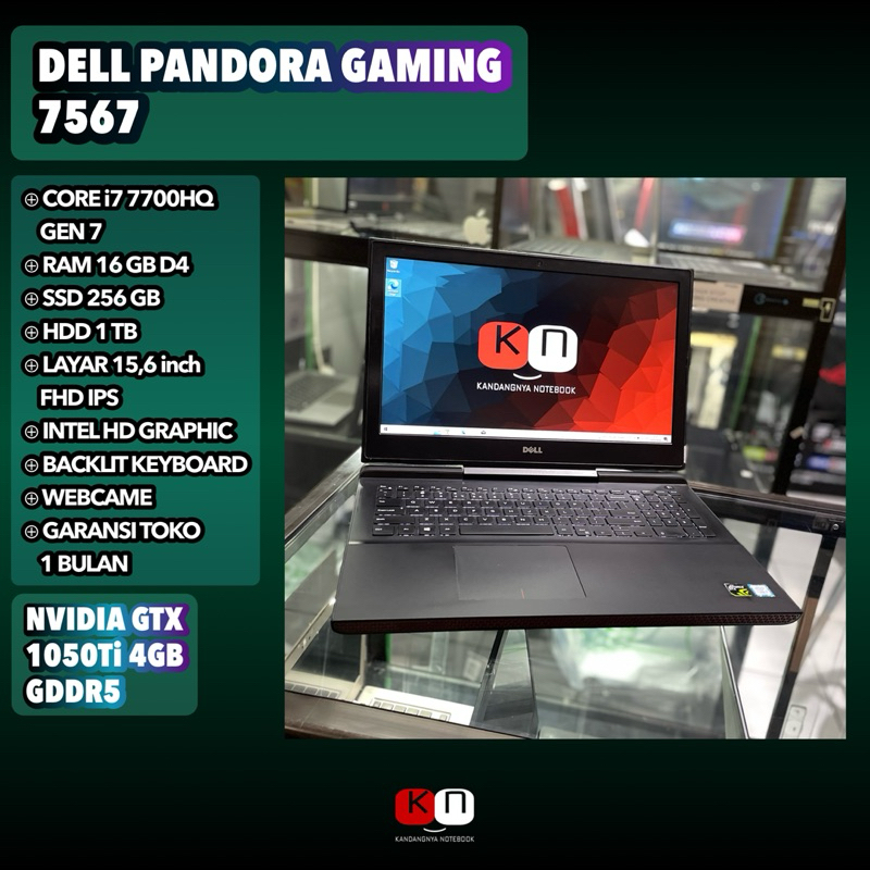 Jual Dell Pandora Gaming 7567 Core i7 7700HQ GTX1050Ti 4GB Ram 16GB Ssd ...