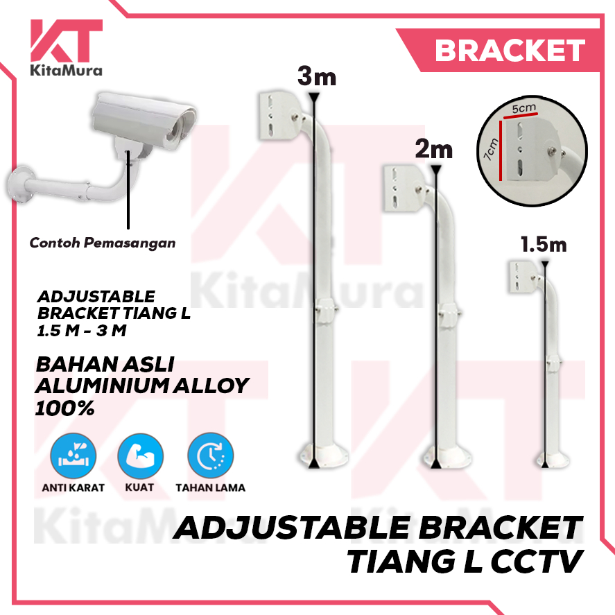 Jual Adjustable Bracket Tiang L CCTV, Panjang 1,5 Meter - 3 Meter | Shopee Indonesia