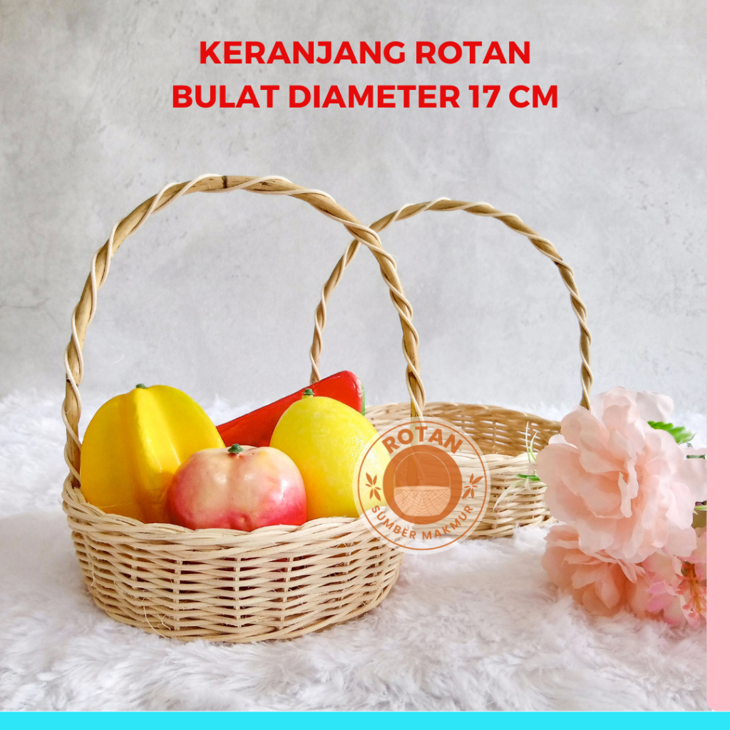 Jual READY ! KERANJANG ROTAN BULAT DIAMETER 17 CM - KERANJANG TABUR ...