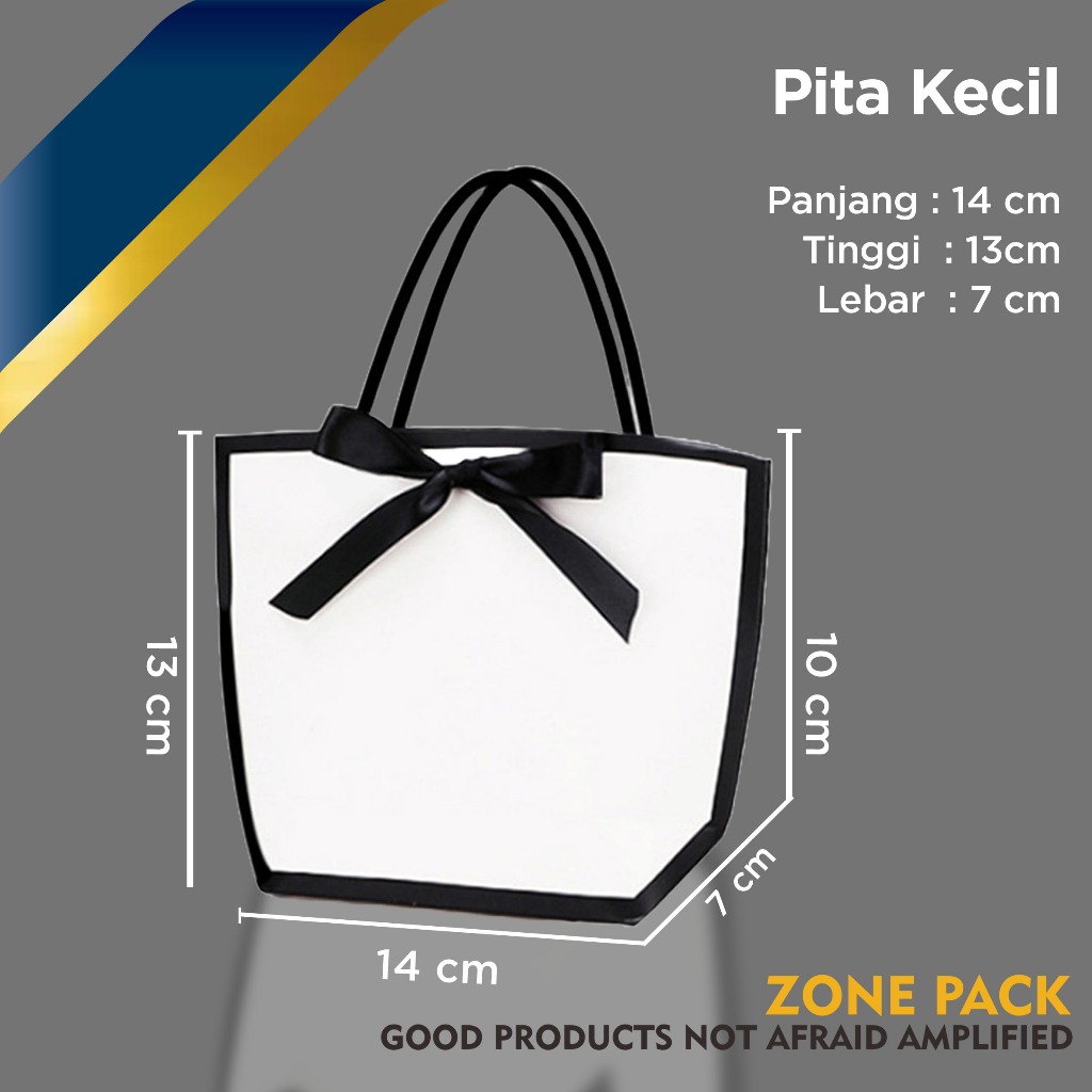 Jual PaperBag Hitam putih | Tas Kado Putih Pita | Tas Gift Souvenir ...