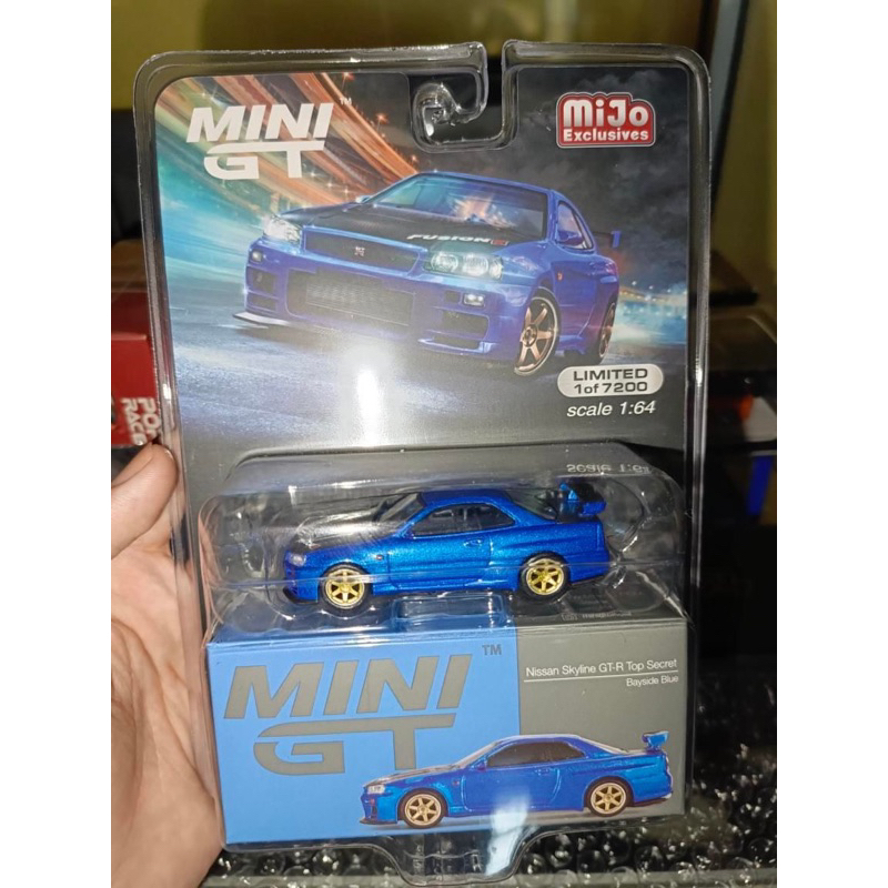 Jual minigt Nissan Skyline GTR R34 top secret biru blue | Shopee Indonesia