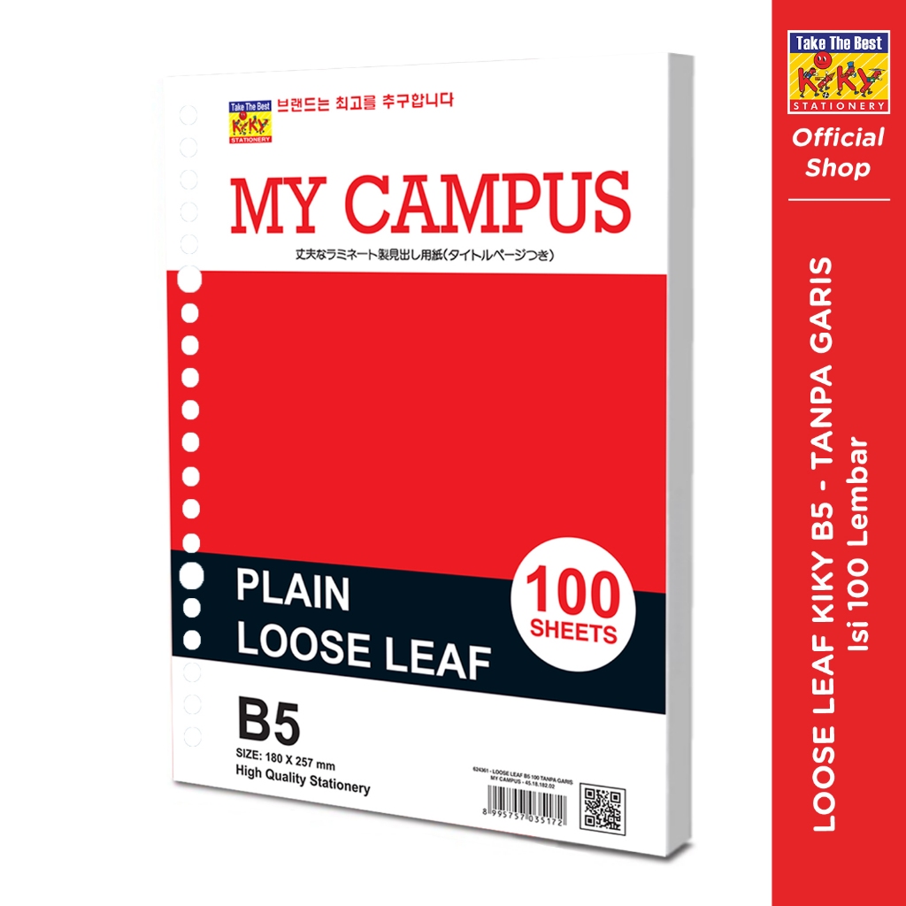 Jual KIKY Loose Leaf / Kertas File Putih Tanpa Garis Ukuran B5 Isi 100 Lembar | Shopee Indonesia