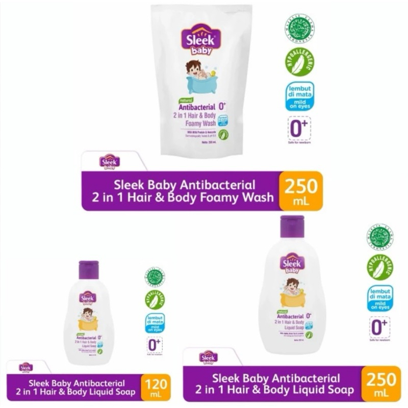 Jual SLEEK Baby 2in1 Hair & Body Liquid Soap Refill / Botol 200ml / 200 ...