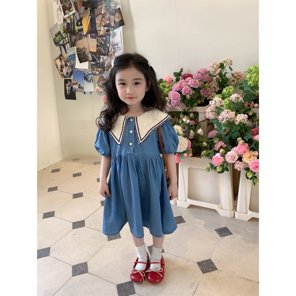 Jual [PRINCESS KESLI]1-9 Tahun Dress Denim Anak Perempuan Lengan ...