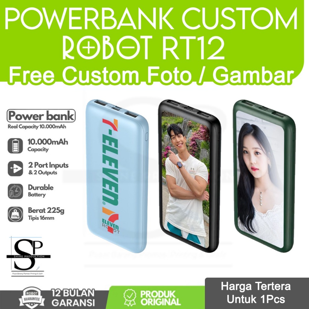 Jual Powerbank Robot RT 12 Custom Gambar atau Logo 10.000mAh | Shopee ...