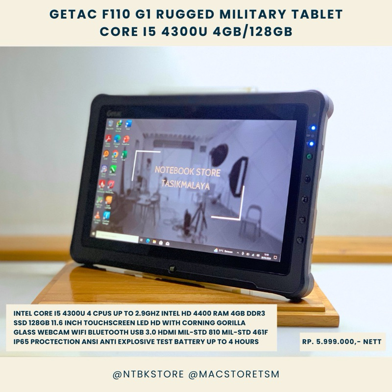 Jual tablet GETAC F110 G1 military rugged i5 4300U 128GB 4GB 11.6 inc ...