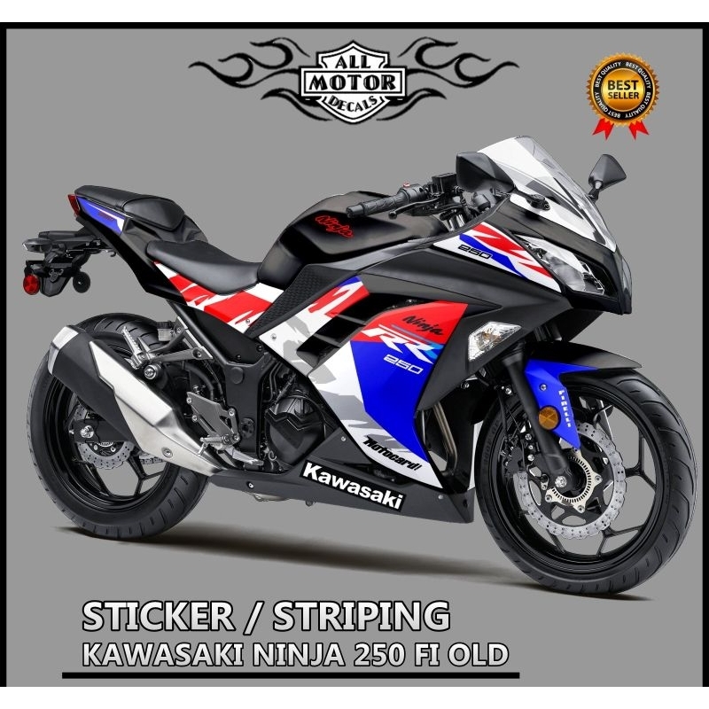 Jual Sticker Ninja 250 Fi Old Custom Tri color / Decal Kawasaki Ninja ...
