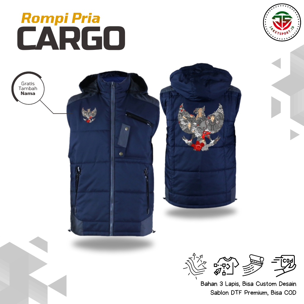 Jual Rompi Pria Puffer parasut semi wf tebal tahan angin desain garuda ...