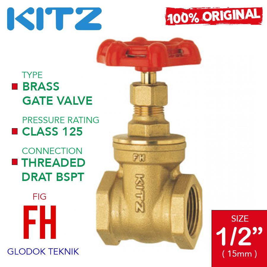 Jual Stop Kran Gate Valve 1/2" KITZ Class 125 W.O.G Brass / Stop Keran | Shopee Indonesia