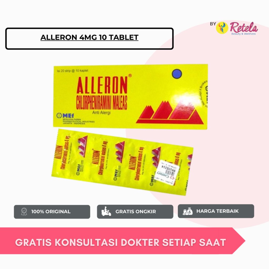 Jual ALLERON 4MG 10 TABLET/ CTM/ chlorpheniramine maleate | Shopee ...