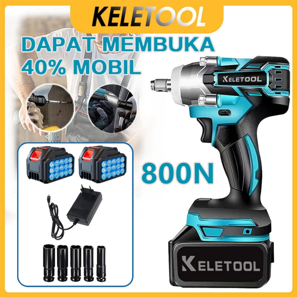 Jual High Torque Impact Wrench Cordless Electric Brushless Baterai ...