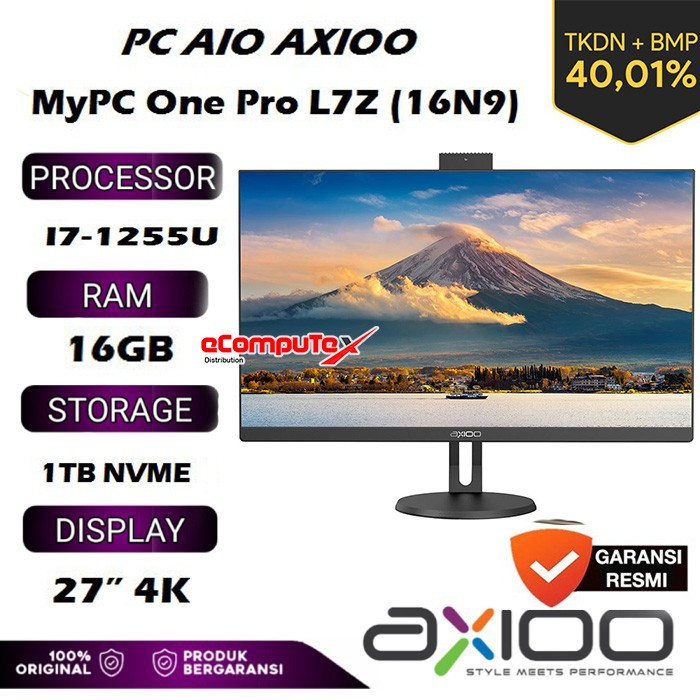 Jual PC AIO AXIOO MYPC ONE PRO L7Z (16N9) i7-1255U 16GB 1TB 27" INCH FHD 4K ORIGINAL GARANSI ...