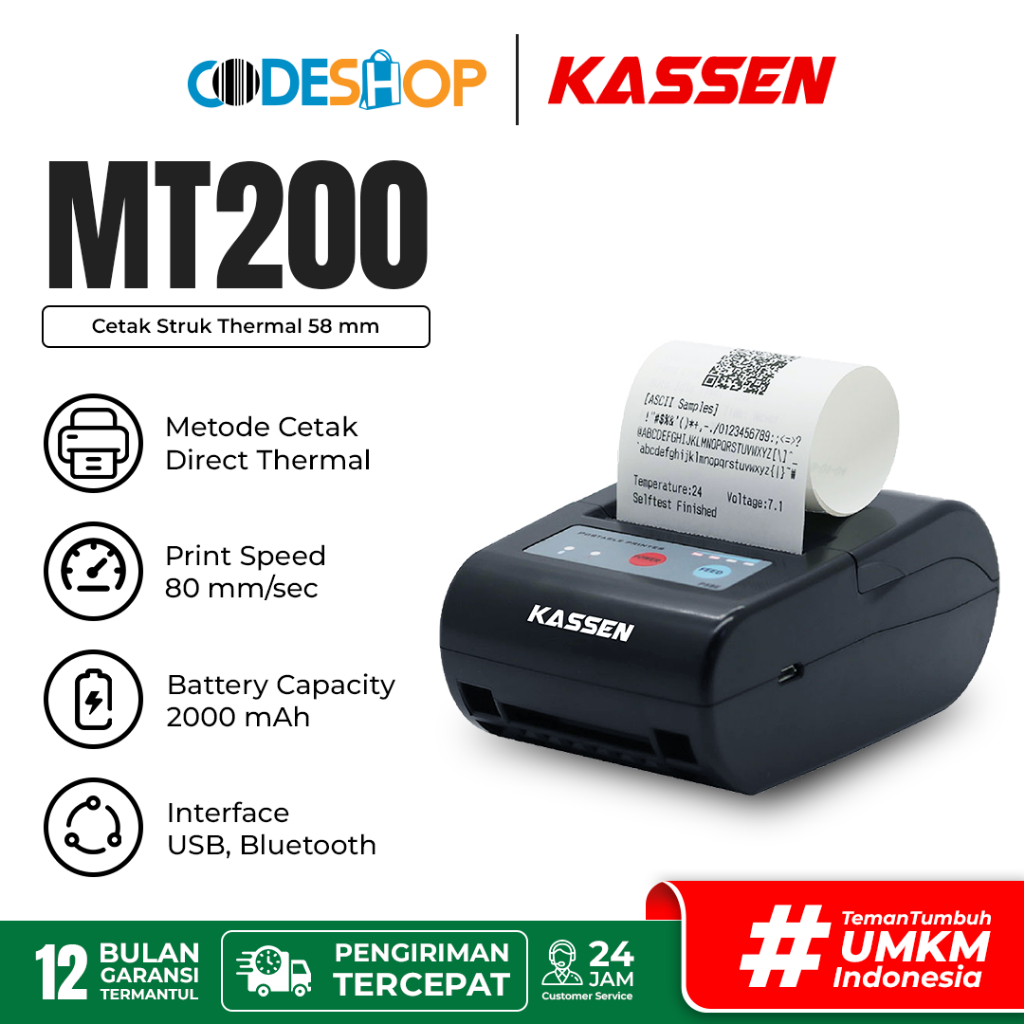Jual Kassen MT200 Printer Kasir Portable Bluetooth | Shopee Indonesia