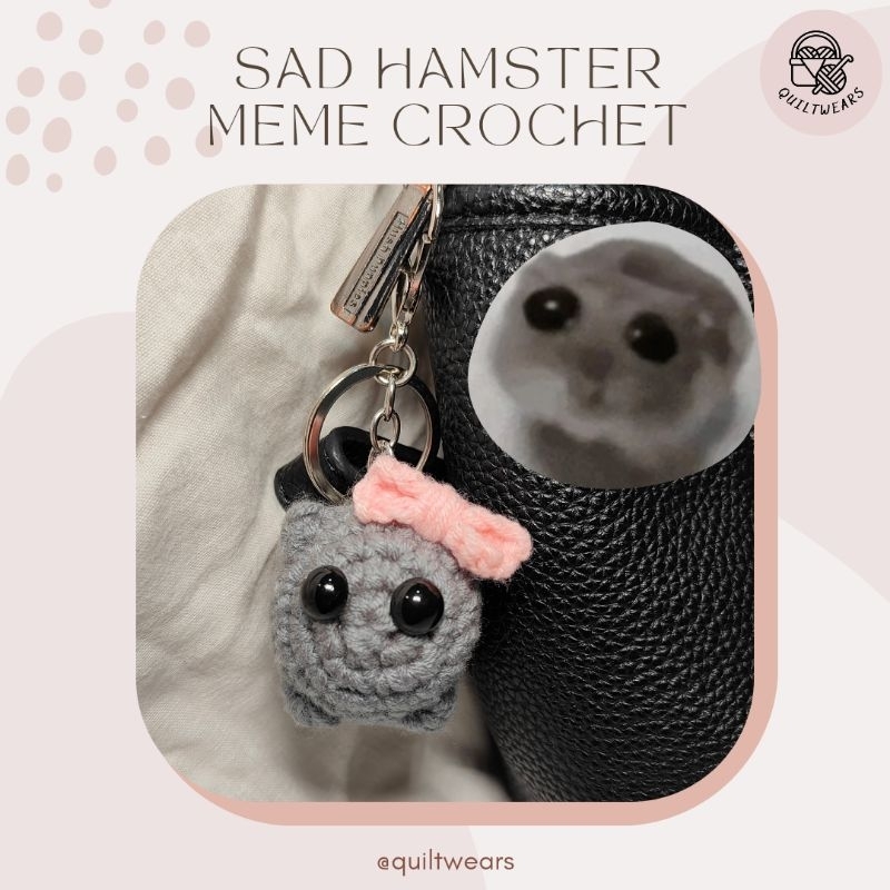 Jual Boneka Rajut Sad Hamster Meme Crochet Gantungan Kunci Bisa Bunyi ...